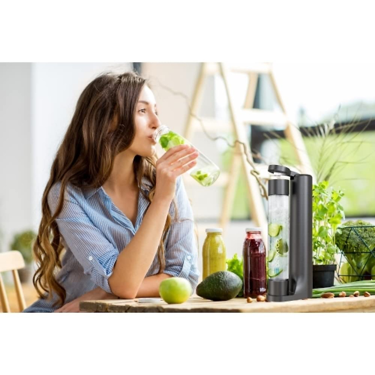 Fizzpod Home Soda Maker Sparkling Water Carbonator With 3 Bottles and 2 Bottle Brushes (Silver)