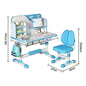 Hiborth Height Adjustable Kids Study Desk and Chair Set with Shelf, Astronaut Pattern, Ergonomic Dual Back Support, Storage Drawer, for Boys and Girls 3+