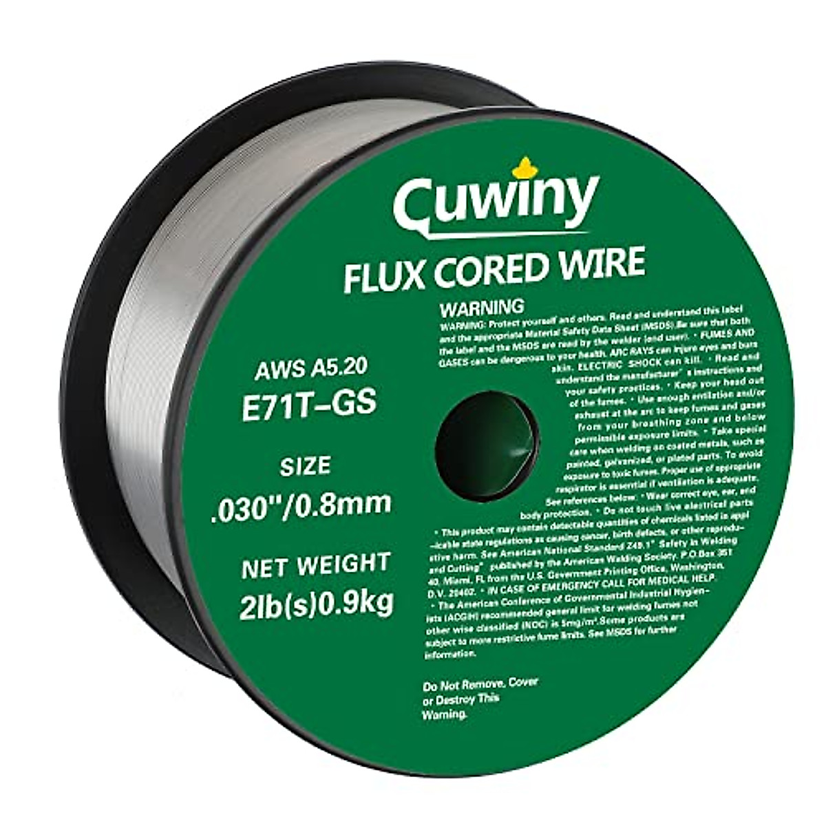 Cuwiny Flux Core Gasless Mig Wire, Mild Steel E71TGS.030-Diameter, 2-Pound Spool (0.030-Inch 2LB)