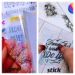 Bleidruck 25 Sheets Sand Stars Holographic Sticker Paper A4 Size Glitter Clear Holographic Overlay Laminating Film Self Adhesive Vinyl Sheets
