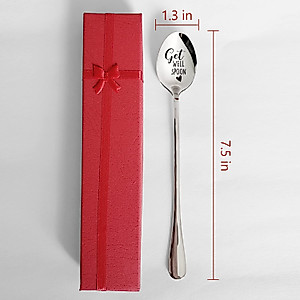 PZJIEAN Funny Engraved Stainless Steel Get Well Spoon, Best Coffee Spoon Ice Cream Dessert Spoon Gifts for Women Men, Friends, Dad, Mom, Coffee Lovers, Birthday Christmas Encouragement Gifts