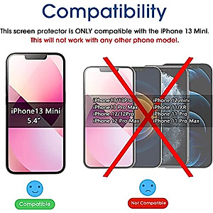 TRM TECH Screen Protector Tempered Glass For Apple iPhone 13 Mini (5.4" Inch), Case Friendly, Easy Installation, Anti-Scratch, Bubble-Free, 9H Hardness, Clear, Retail Box - (3-Pack)