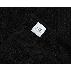 Monark Linen Bath Towel Black 24x48 Pack of 6 Bath Towel Set, Cotton Terry Towels for Bathroom, Quick Dry, Lightweight, Highly Absorbent, Soft Feel, Pool, Spa, Gym, Hand Towel for Daily Use