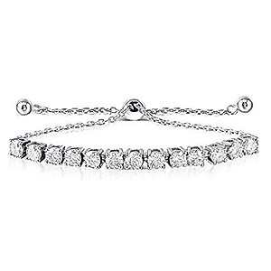 DovEggs Teenis Moissnite Bracelet for Women 14K Gold Quality Sterling Silver 3ct 4mm G-H-I Color Heart Arrow Cut Moissanite Adjustable Tennis Bracelets for Women