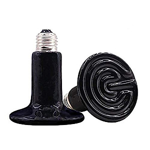CTKcom 2-Pack 150W 110V Reptile Heat Lamp Ceramic Infrared Heat Emitter Bulb Pet Lamp,No Harm No Light Infrared Heat Emitter Brooder Lamp for Pet Coop Heater Reptile Chicken Turtle Heat Lighting,Black