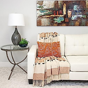 Parkland Collection Transitional Geometric Orange 14" x 20" Pillow