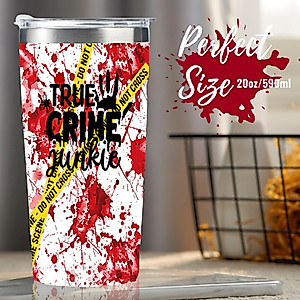Onebttl True Crime Gifts for Women, Men, Crime Lovers, True Crime Fans, True Crime Junkie, Stainless Steel Tumbler 20oz