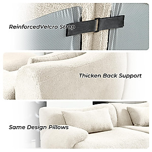 Luoxiao Modular Sectional Sofa L Shaped Sectional Couch Luxury Modern Cloud Couch with Chaise Oversized Bamboo Shaped Sofa Comfy Fluffy Boucle Floor Sofa for Living Room, Beige 3 Seat and Ottoman