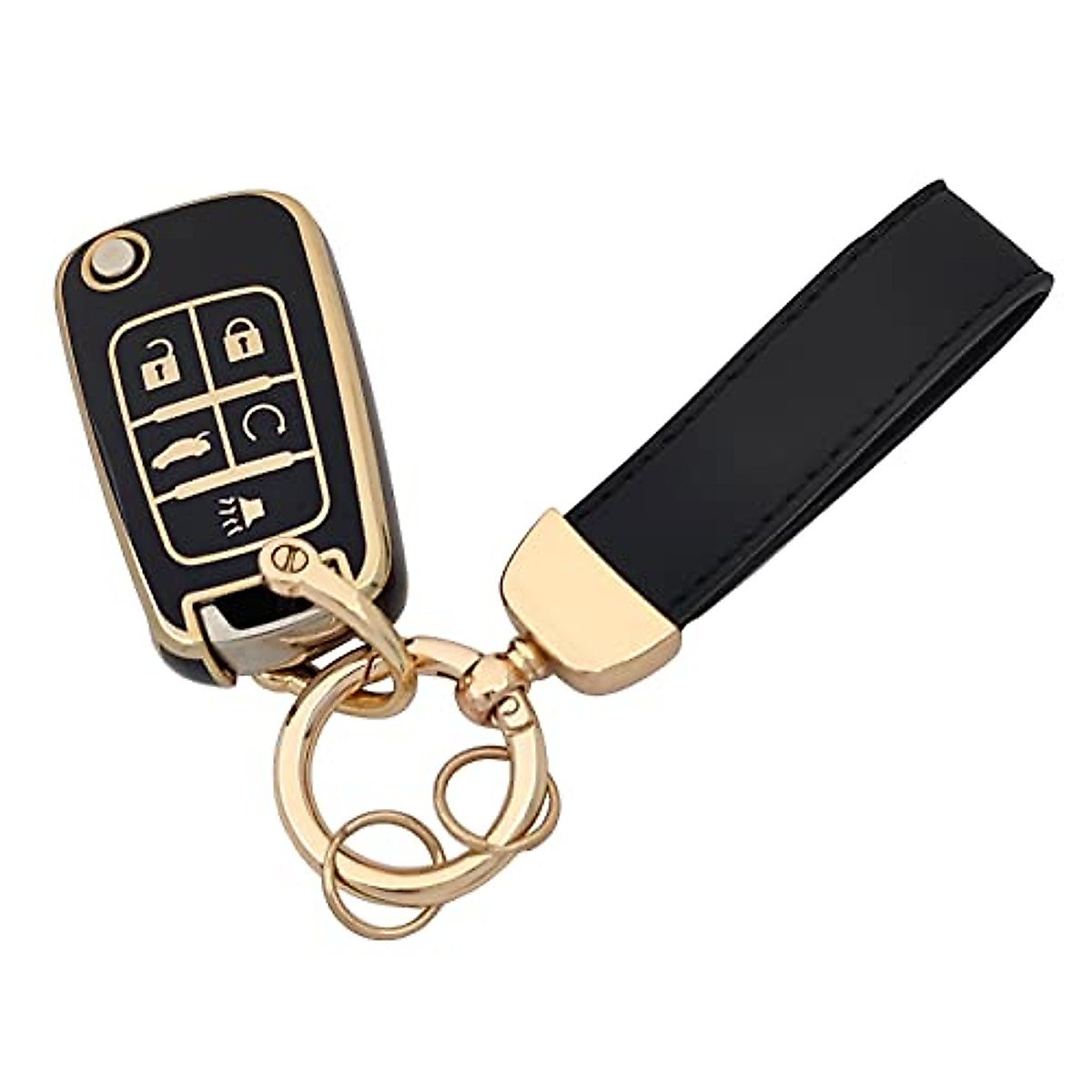 vurbemes TPU Protector Key Fob Cover Case Compatible with Chevy Chevrolet Equinox Encore Camaro Cruze Malibu Impala Buick Regal Lacrosse GMC Terrain Keyless Entry TPU Key Fob (Black)