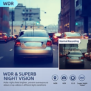 3 Channel Dash Cam Front and Rear Inside, 1080p 4 Inches 170° Wide Angle Dashcam, Dash Camera for Cars with 32GB Card, Super Night Vision, Loop Recording, G-Sensor, Motion Detection, Parking Mode