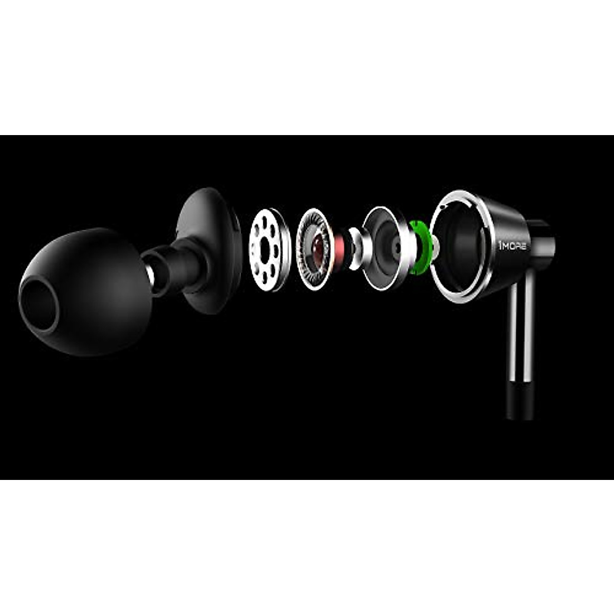 1MORE Dynamic Driver In-Ear Earphones Fashion Headphones with Ergonomic Comfort, Balanced Sound, Tangle-Free Cable, Volume Control, Microphone - 1M301 Black/Red (Renewed)