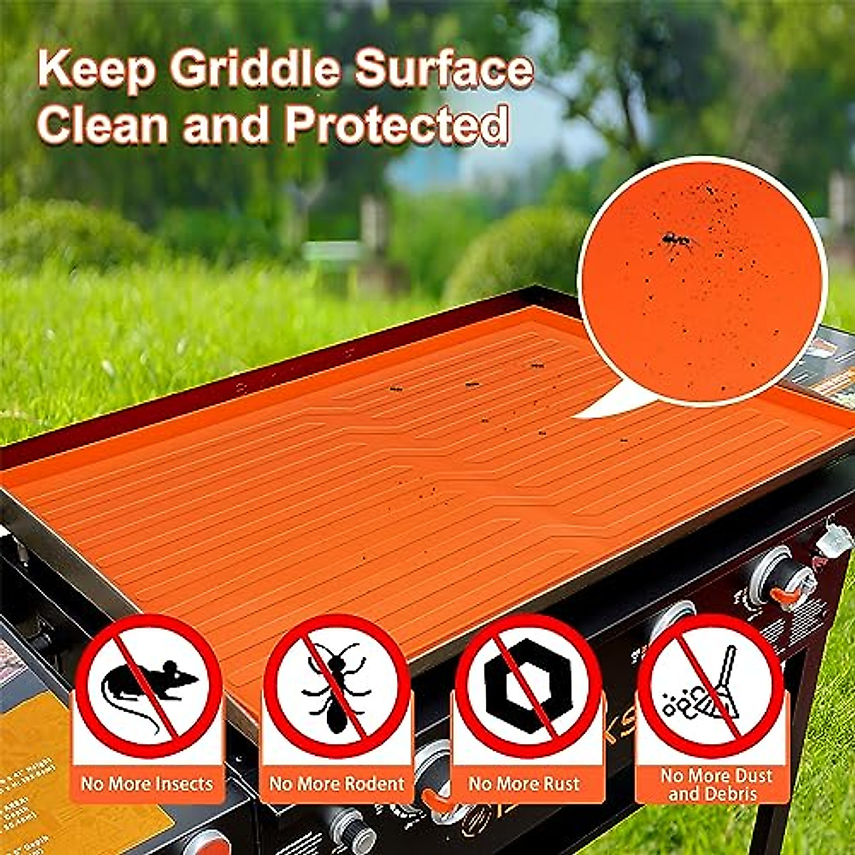 Silicone Griddle Mat for 36 in Blackstone Grill,Grill Buddy Accessories Protective Top Cover Protector Outdoor,Heavy Duty Food-Grade Barbecue Mat(Orange)