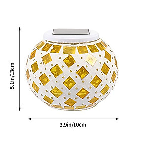 HEALLILY Fence Mosaic Lamp Weatherproof Solar Powered Glass Globe Ball Light LED Pathway Night Lamp for Home Garden Lawn Patio Yard