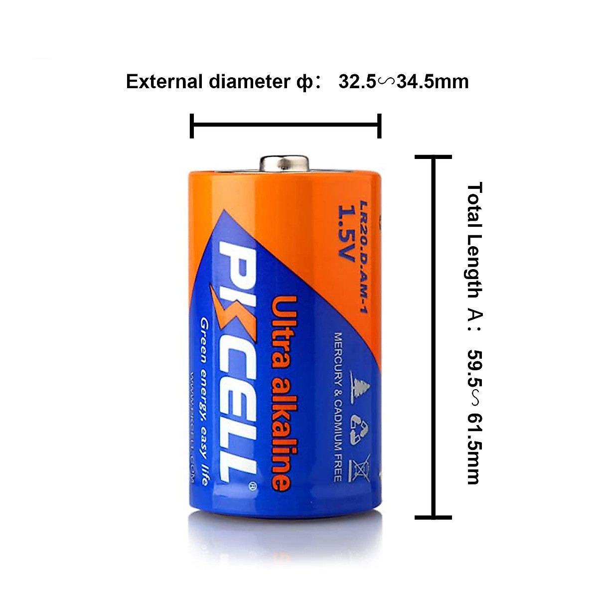 1.5V D Size AM-1 MN1300 Batteries Alkaline Battery lr20 Count Pcs (2)