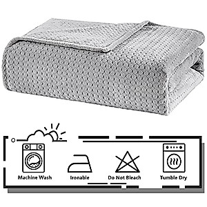 Mocaletto Waffle Textured Extra Large Fleece Blanket,300GSM Jacquard Pattern Breathable Decorative Blanket for Couch Sofa Bed,Super Cozy and Comfy for All Seasons(Light Grey,50 * 60inch)