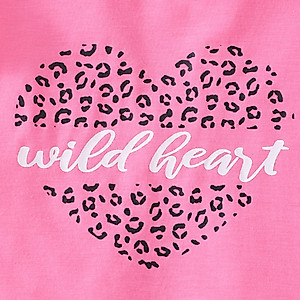 Girl Valentines Day Outfit Summer Clothes Toddler Short Sleeve Wild Heart Shirt Pink Ruffle Tops Capris Cropped Leopard Pants Kids Clothing Set 3t