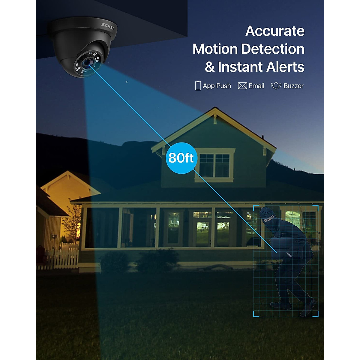 ZOSI 1080p Home Security Camera System Indoor Outdoor, 8 Channel 1080P HD CCTV DVR Recorder and 8 x 1080p Weatherproof Surveillance Bullet Dome Camera, Remote Access, Motion Detection (No Hard Drive)