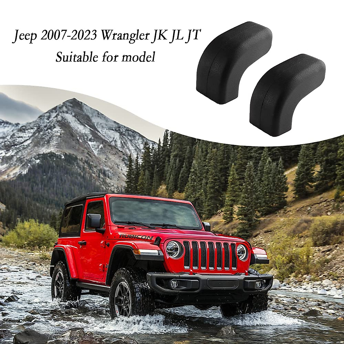 Easy-Going Front Bumper Tow Hook Cover Perfectly Compatible with Jeep 07-23 Wrangler JK JL JT for Buffering,Awesome Car Decoration Tow Hook Protector (Black-2pcs)