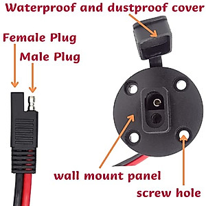 15.8inch 10AWG Power Socket Sidewall Port + 15.8inch 10AWG SAE Extension Cable