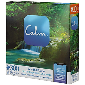 300-Piece Calm Jigsaw Puzzle for Relaxation, Stress Relief, and Mood Elevation, for Adults and Kids Ages 8 and up, Hidden Waterfalls