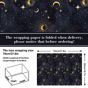 AnyDesign 12 Sheet Galaxy Wrapping Paper Black Night Sky Gift Wrap Bulk Moon Star Decorative Craft Art Paper for Birthday Wedding DIY Wrapping Supplies, 19.7 x 27.6 inch