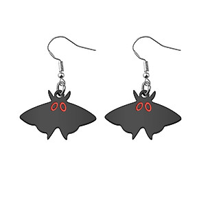 FAADBUK Mothman Lover Gift Mothman Earrings Moth Insect Witch Spooky Monster Creepy Weird Funky Halloween Jewelry (Mothman Earrings)