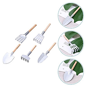 5Pcs Mini Garden Tool Set, Bonsai Flower Mini Shovels Multi- Function Shovels Gardening Tool Decors Transplanting Tools Miniature Planting Gardening Tool Set for Indoor