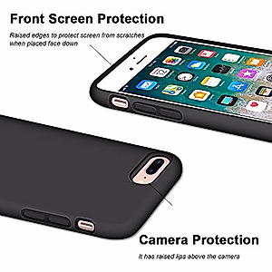 Anuck iPhone 8 Plus Case, iPhone 7 Plus Case, Soft Silicone Gel Rubber Bumper Case Microfiber Lining Hard Shell Shockproof Full-Body Protective Case Cover for iPhone 7 Plus /8 Plus 5.5" - T Black