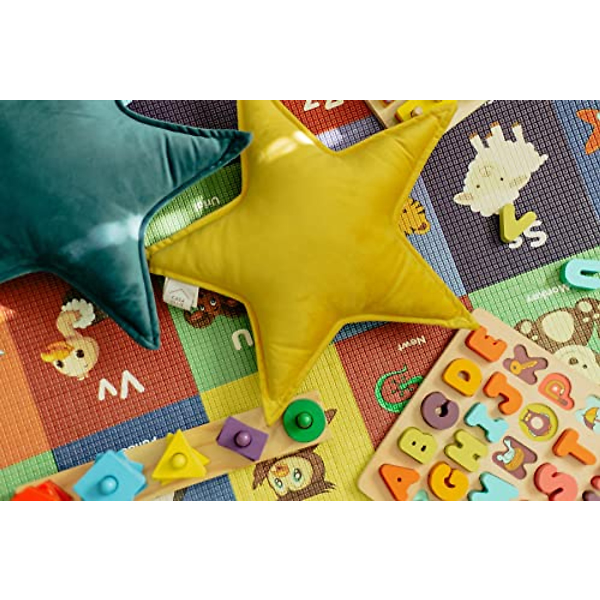 Velvet Pillows - Star Pillow Decorative for Bed - Pillow Bed for Kids - Cute Pillows for Bedroom - Fun Throw Pillows - Star Plush (Medium 15" x 15", Mustard Star) (Mustard Star)