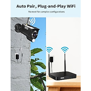 [Dual WiFi, PIR Sensor] Tonton 4K Wireless Security Camera System with 2TB Hard Drive,10CH NVR,8PCS 3MP Outdoor WiFi Cameras,12V DC Powered,2 Way Audio,Spotlight,AI Human Detection,Work with Alexa