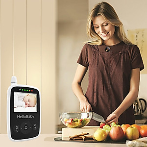 Hello Baby Wireless Video Baby Monitor with Digital Camera HB24, Night Vision Temperature Monitoring & 2 Way Talkback System, White