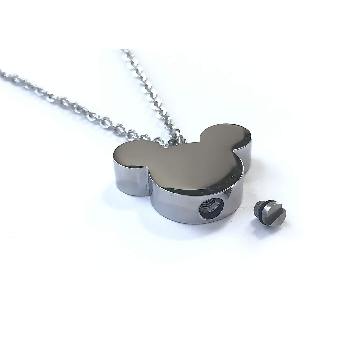 FIKA Mickey Pendant Necklace Cremation Ashes Remembrance Urn Pendant Necklace Jewelry Filling Kit Included (Mickey)
