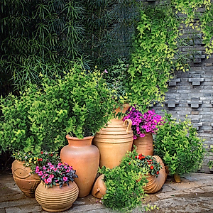 SIAMO Artificial Plants 20 Bundles,Fake Plants Decor Outdoor Hanging Plants Eucalyptus Stems Leaves Boxwood Greenery for Garden Porch Window Box Home Wedding Farmhouse Décor(Green)