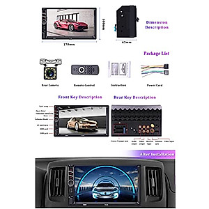 Double Din Car Stereo Compatible with Apple Carplay CAMECHO 7 Inch HD Touchscreen Radio with Bluetooth and Backup Camera, Remote Control, Phone Mirror Link,USB TF AUX Input, SWC, FM Audio Receivers