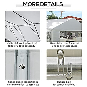 Outsunny 23' x 39' Party Tent & Carport, Large Outdoor Canopy Tent with Removable Sidewalls, 2 Doors and Windows, White Tents for Parties, Wedding, Events, BBQ Grill