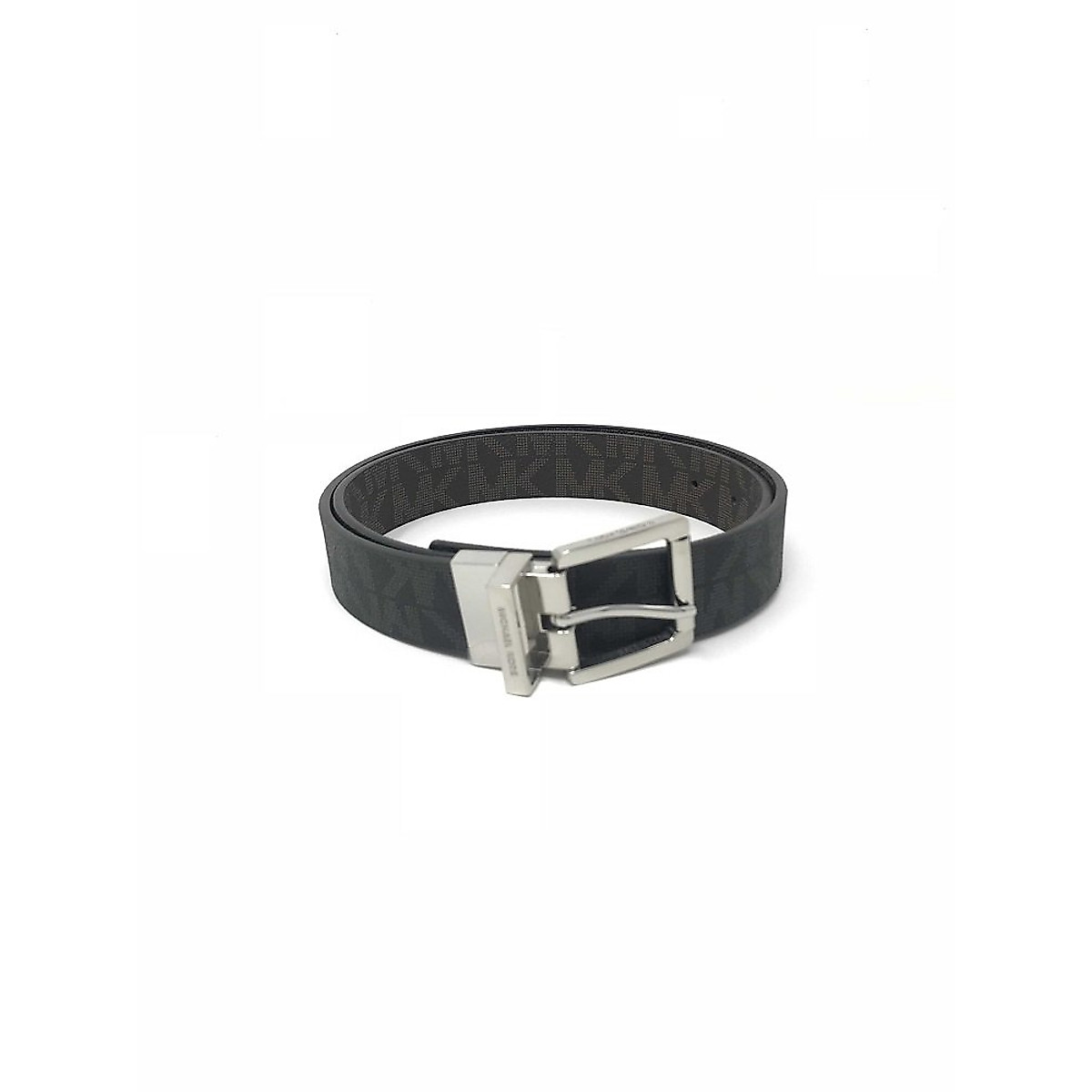 Michael Kors Logo Reversible Belt With Silver Buckle,Black/Brown,Large