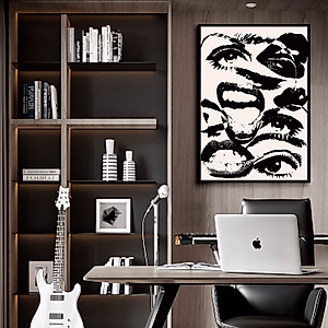 ZARTMYY 70s retro Black and White Wall Art, Hippie Quirky abstractCanvas Prints,Weird Eyes and Mouths funky Aesthetic Poster，Neutral Preppy Wall Art Eclectic Apartment Decor Pictures Unframed