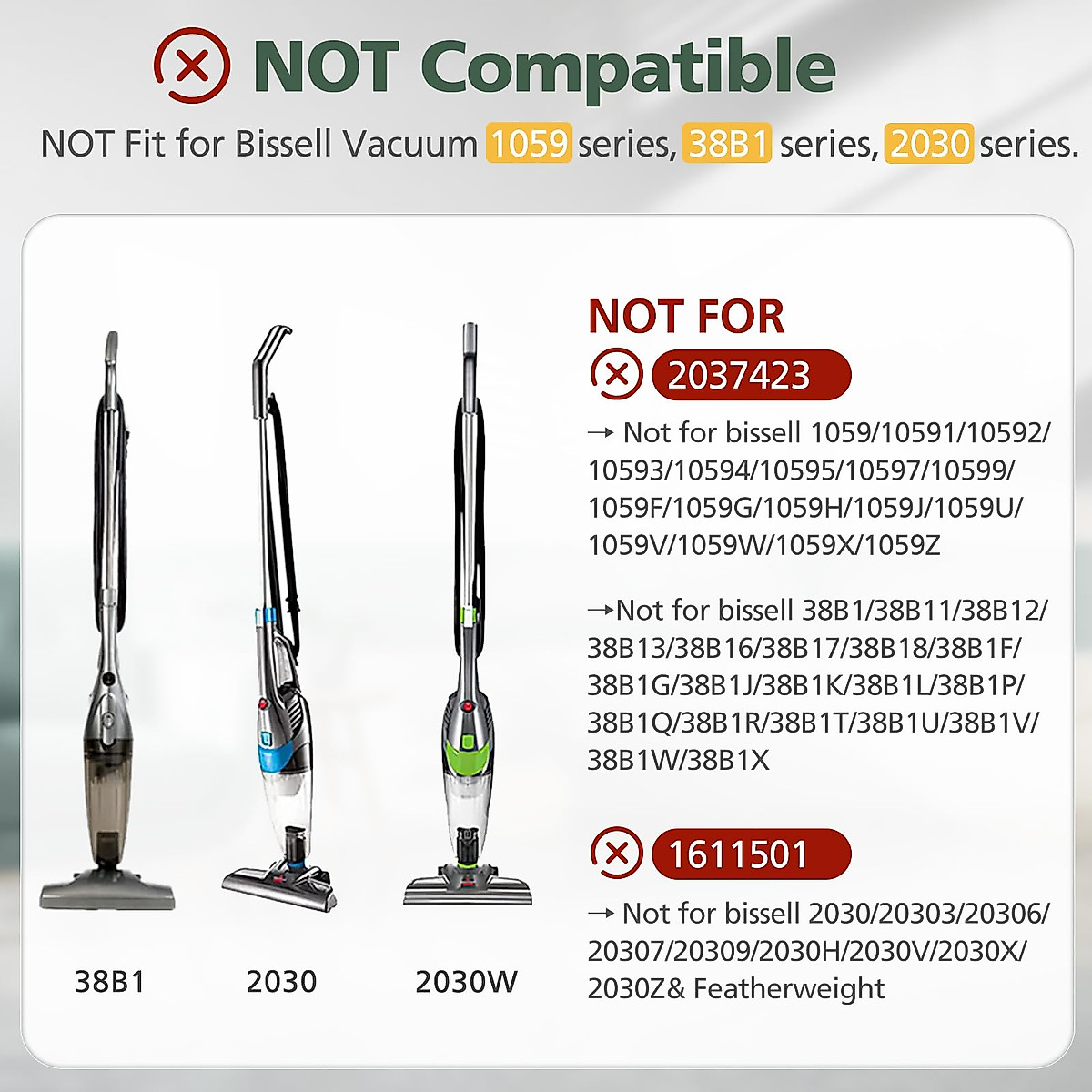 6 PACK 2033 Replacement Filter Compatible with Bissell Featherweight Stick Lightweight Bagless Vacuum Cleaner 20331, 20333, 20334, 20336, 20339, 2033M,6 Mesh Filter 6 Foam Filters, Replace # 1611508
