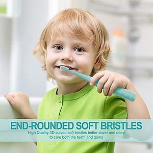 Vekkia Dragon Lord Electric Toothbrush Replacement Heads - 7X More Plaque Removal, End-Rounded 3D Curved Soft Bristles, Comfortable & Efficient Clean Teeth, Perfect for Kid Small Mouth, Blue (4 Pack)