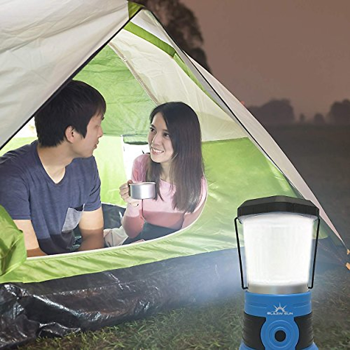 Blazin' Sun 800 | Brightest Lanterns Battery Powered LED Camping and Emergency | Hurricane, Storm and Power Outages (Blue)