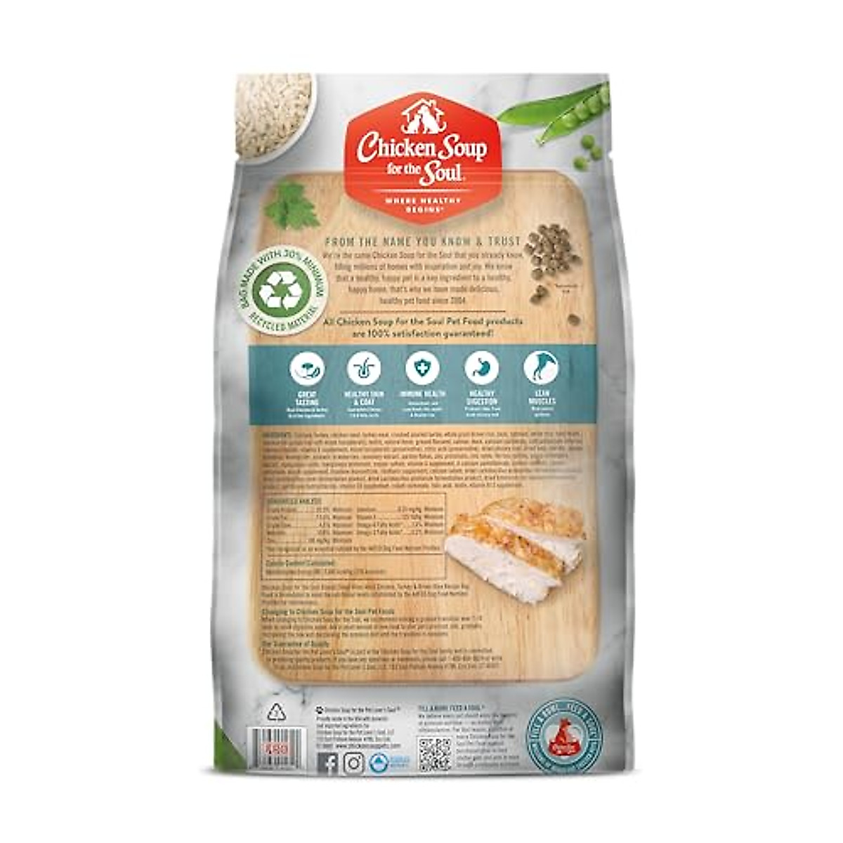 Chicken Soup For The Soul Classic Dry Small Bites Adult Dog Food, Chicken, Turkey & Brown Rice Recipe, 4.5 Pound Bag | Soy, Corn & Wheat Free, Small Breed Dog Food Made with Real Ingredients