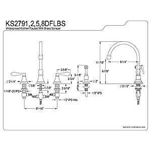 Kingston Brass KS2795DFLBS NuFrench Widespread Kitchen Faucet, 8-1/4 inch spout reach, Oil Rubbed Bronze