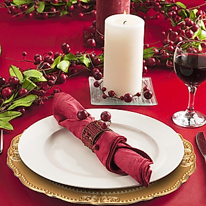 Nuanchu 18 Pack Gold Charger Plates 13 Inch Scalloped Dinner Plates with Bead Rim Embossed Plastic Chargers for Dining, Wedding, Banquets, Party, Event, Anniversary, Holidays Decoration