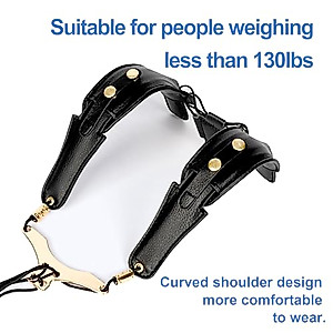 Danchet Kids Leather Saxophone Strap, Saxophone Strap with Adjustable Strap and Gold Plated Metal Trigger for Sax Alto and Soprano Clarinet(black).