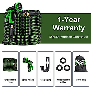 GUKOK 50ft Expandable Garden Hose, All New 2023 Expandable Water Hose with 3/4" Solid Brass Fittings, Extra Strength Fabric - Lightweight Flexible Expanding Hose with Spray Nozzle
