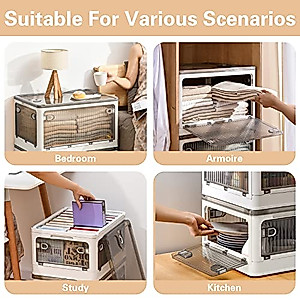 Miuzychael Storage Bins with Lids,Closet Organizers and Storage,Stackable Closet Organizer,14.3Gal Storage Box,5 Doors Storage Cabinet,Plastic Car Organizer,Storage Bins with Wheels