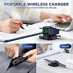 Bifrost Portable Watch Charger Stand - Wireless Magnetic Charging Station with Charging Cable,Compatible with iWatch Series SE 8 7 6 5 4 3 2(38/40/42/44mm)-Black