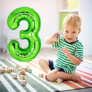 40 Inch Giant Light Green Number 3 Balloon, Helium Mylar Foil Number Balloons for Birthday Party, 3rd Birthday Decorations for Kids, Anniversary Party Decorations Supplies (Light Green Number 3)