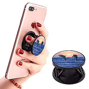 (3 Pack) Cell Phone Holder Dolphin Sunrise Ocean Wave Sunset Expanding Grip Stand Finger Kickstand for Smartphone and Tablets