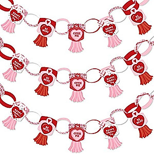 Big Dot of Happiness Conversation Hearts - 90 Chain Links and 30 Paper Tassels Decoration Kit - Valentine’s Day Party Paper Chains Garland - 21 feet